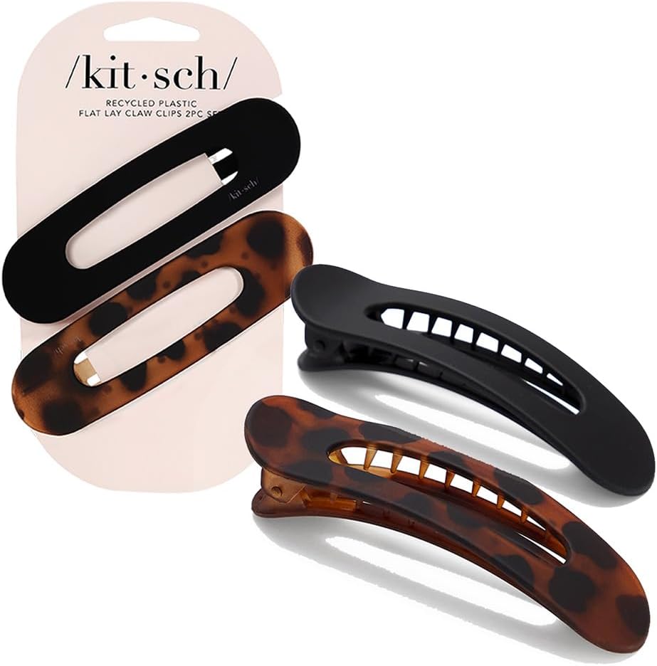 Kitsch Flat Hair Clips - Stylish Lay Down Claw Clips for Women with ...