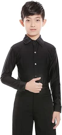 Amazon.com: Daydance Boys Dance Shirts Ballroom Tops Tango Salsa Dance ...