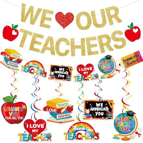 Amazon.com: We Love Our Teachers Banner Teacher Appreciation Banner ...