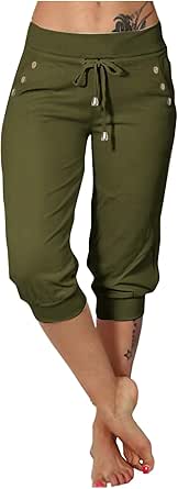 Amazon.com: Capri Pants for Women Plus Size Lightweight Stretchy Yoga ...
