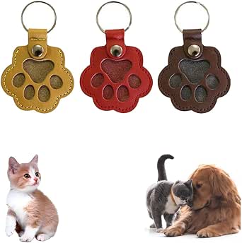 Amazon.com : Syansju Pet Paw Shaped Leather Keychain, Pet Keychain ...