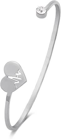 Amazon.com: TUSHUO Simple Heart Beat Bracelet Lifeline Pulse Open ...