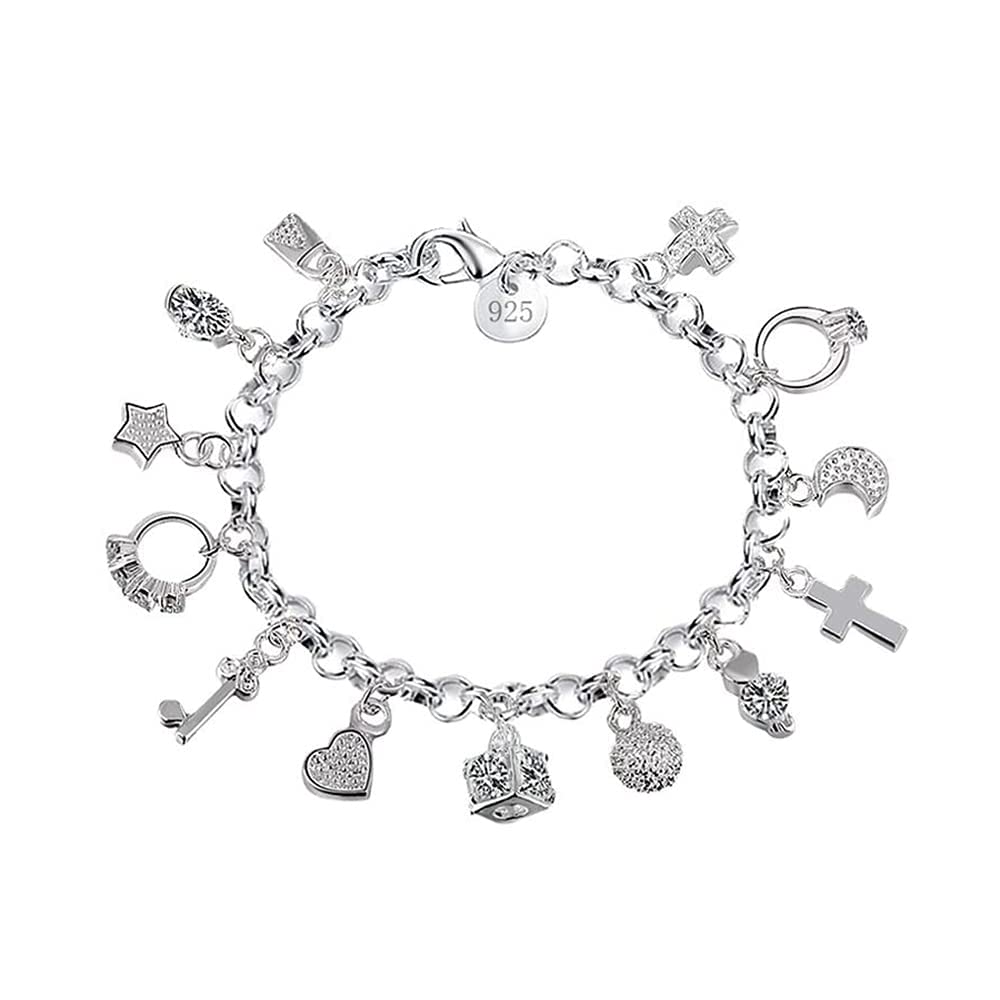 Bracelet Silver,925 Sterlig Silver Bracelets Charm Bracelet Chain ...