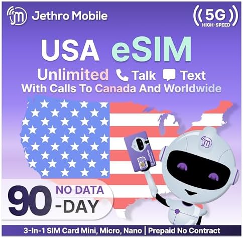 Amazon.com: Jethro Mobile - eSIM Card Phone Plan Unlimited Talk & Text ...