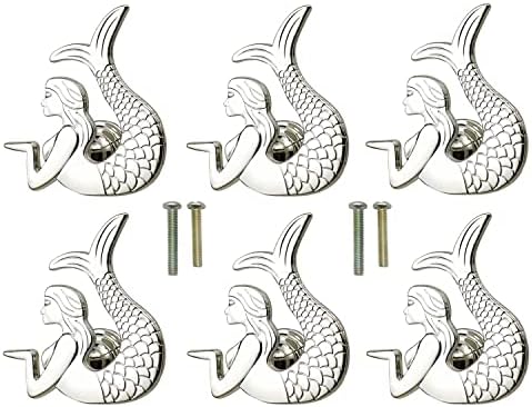 LLDYNW 6 pcs Mermaid Knobs Creative Ocean Theme Handles Kitchen Cabinet ...