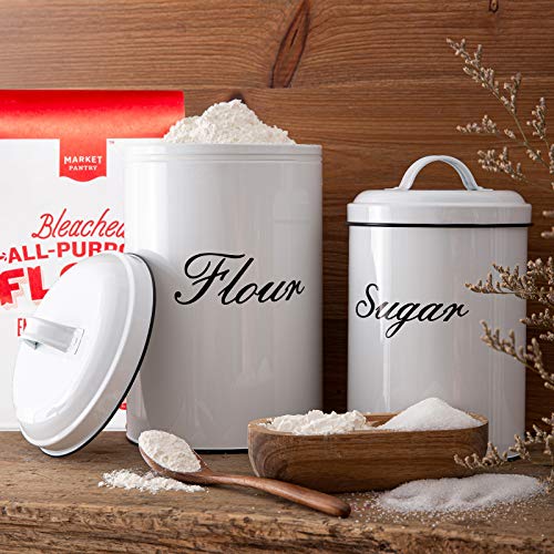 Deppon White Canister Sets for Kitchen Counter, Flour and Sugar ...