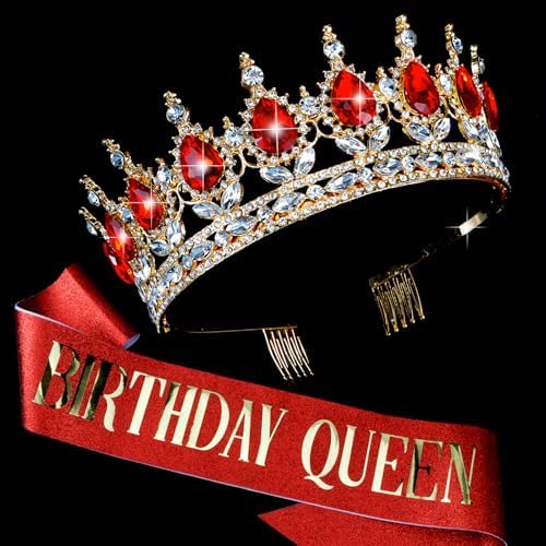 Amazon.com : VELSCRUN Birthday Queen Tiara Crowns for Women Girls Gold ...