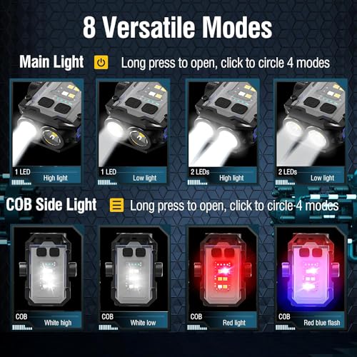 Mini EDC Pocket Torch with Red Blue Flashing Lights, Fingertip Rotation ...