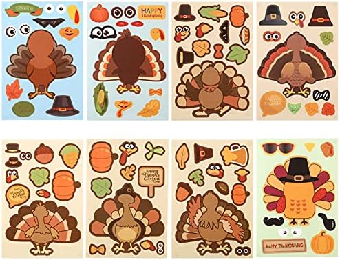 Amazon.com: 480 Pieces Turkey Stickers for Kids Fall Thanksgiving ...