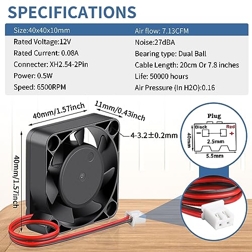 Snapklik.com : Wathai 40mm X 10mm DC 12 Volt Brushless Cooling Fan 12V ...