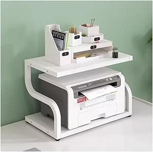 Wooden 2 Tier Printer Stand with Steel Frame for Fax Machine, Scanner ...