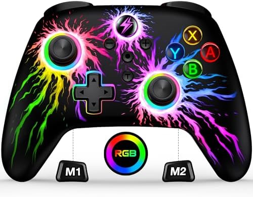 HELLCOOL Switch Pro Controller, Wireless Switch for Controller with Cool RGB, Macro/Turbo ...