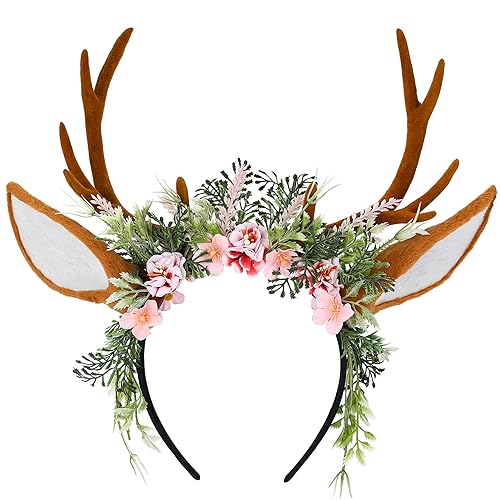 Amazon.com: MOSTORY Handmade Antler Headband Brown - Adjustable ...