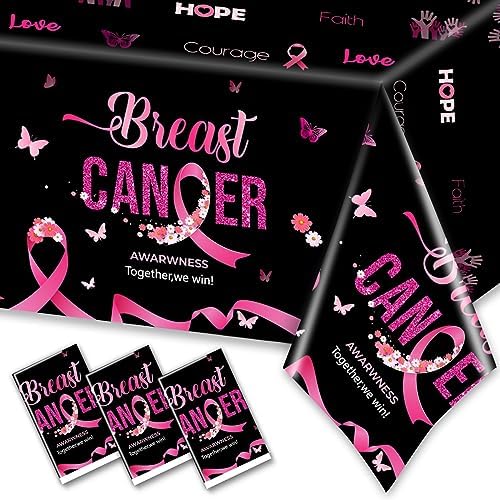 Amazon.com: 3 PCS Breast Cancer Tablecloth, Rectangular Plastic Table ...
