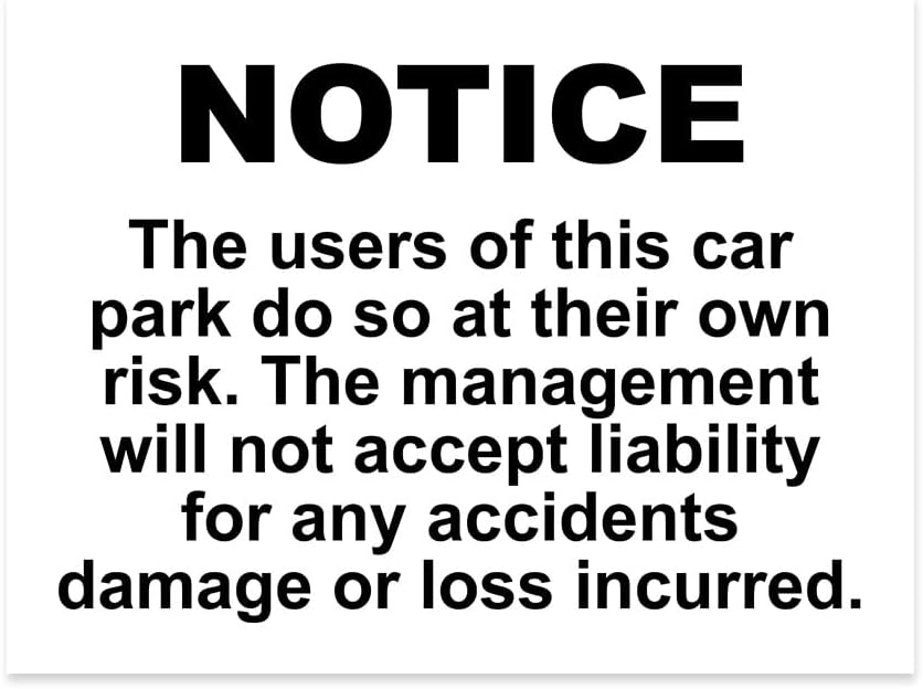 RDLCAR Car Park Liability Disclaimer Signs 1mm Thick PVC Pack of 1 ...