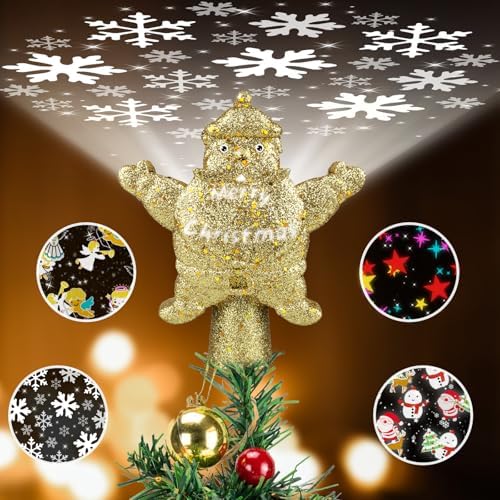 Amazon.com: Christmas Tree Topper Lighted with 4 Projection Modes,Cute ...