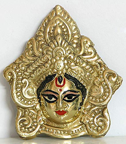 HC - (Astadhatu Mixed) Brass Made Shri Durga Face Wall Hanging Idol ...