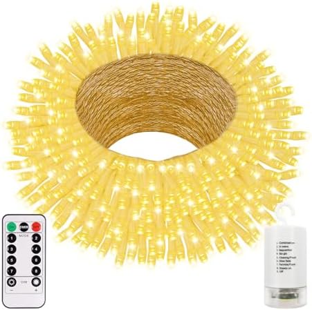 20M Battery Operated String Lights with Remote, 200 LED Christmas Fairy ...