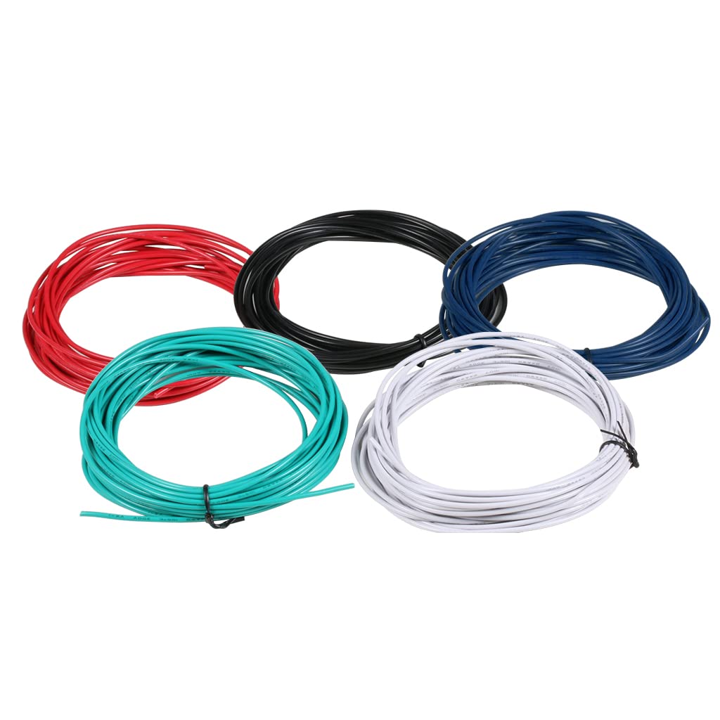 BINNEKER 20 Gauge PVC 1007 Solid Electric Wire Kit 5 Color Each 15 ft ...