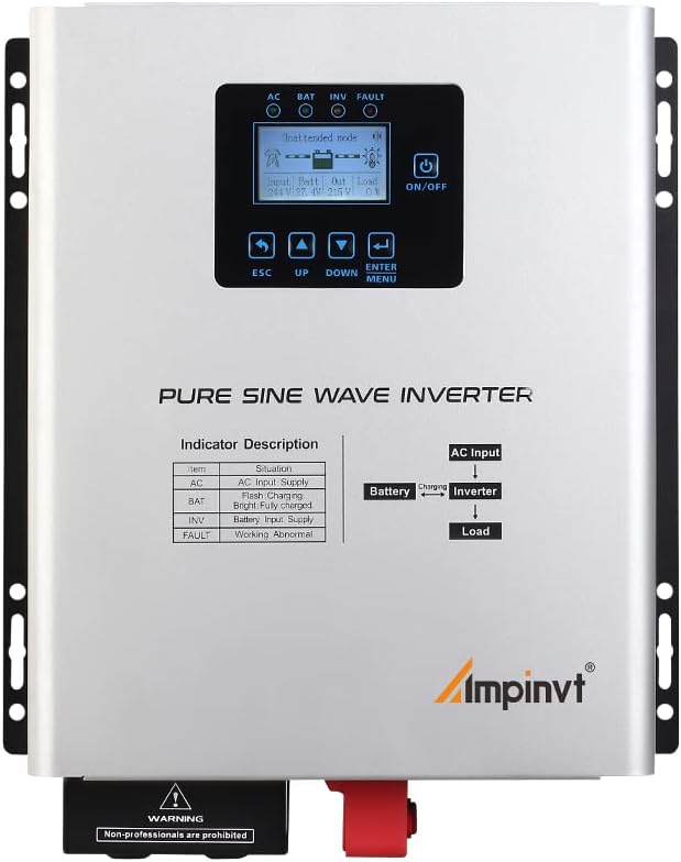 Amazon.com: Ampinvt 800W Pure Sine Wave Inverter with AC Charger, DC ...