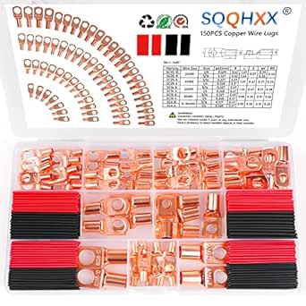 150 terminales de alambre de cobre, extremos de cable de batería AWG 2 ...