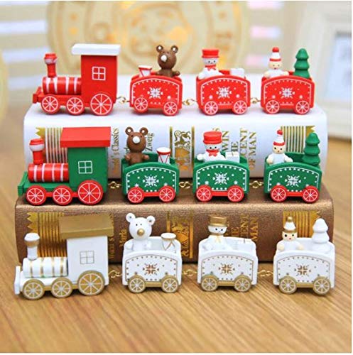 Amazon.com: Happy Trees 3 Pcs Wooden Mini Train Decor Set for Christmas ...