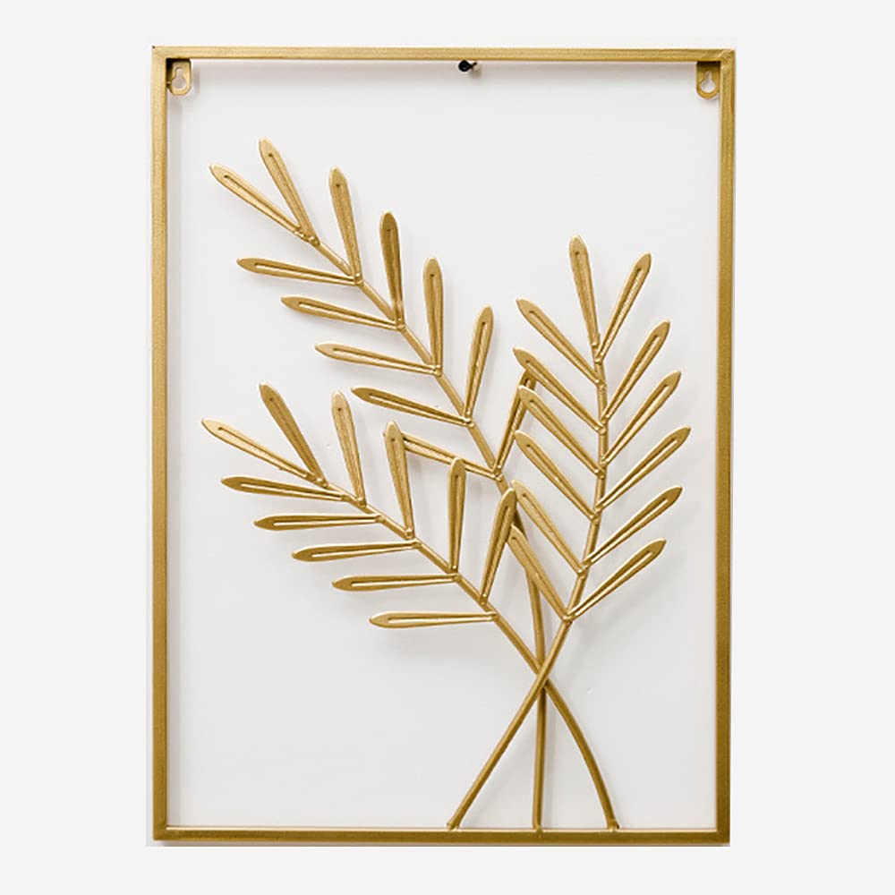 YZDTECH Gold Metal Wall Decor, 24" X 16" Gold Leaf Wall Decor with ...