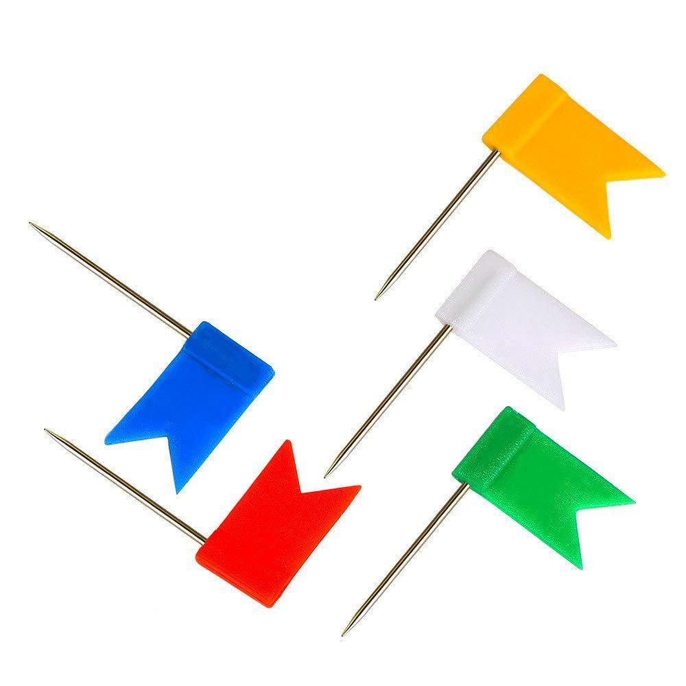 Snapklik.com : 100 Pieces Multi-Color Map Flag Push Pins, Flag Push ...