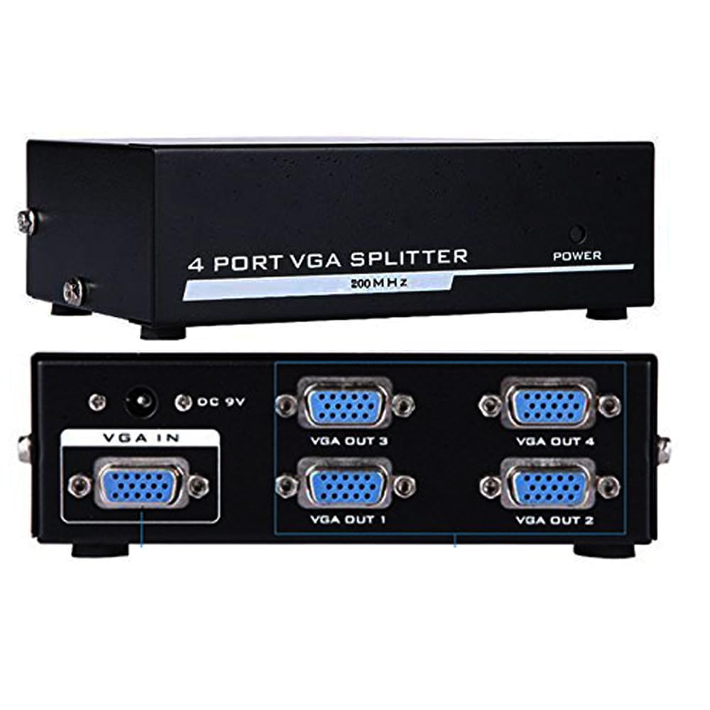 Meshiv 4 Port VGA Splitter Sharing Switch Box (4 VGA Out/1 VGA in) 4 ...