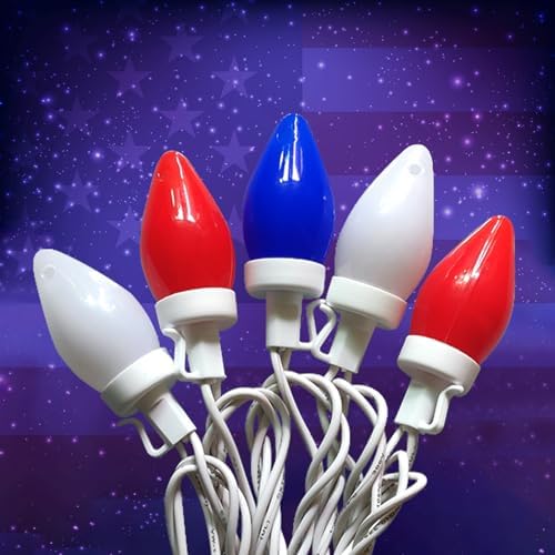 Amazon.com : Red White and Blue Star Lights, 8.5Ft 4th of July Lights ...