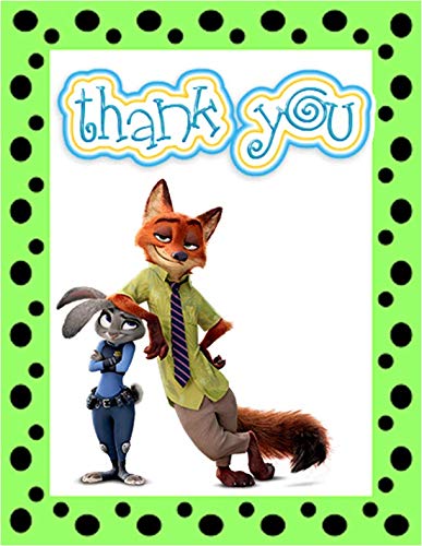 Zootopia Theme Thank You Tags (Pack of 10 Tags) for Kids Birthday Party ...