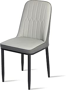 SKY-TOUCH Modern PU Leather Dining Chair, High Back with Soft Seat ...