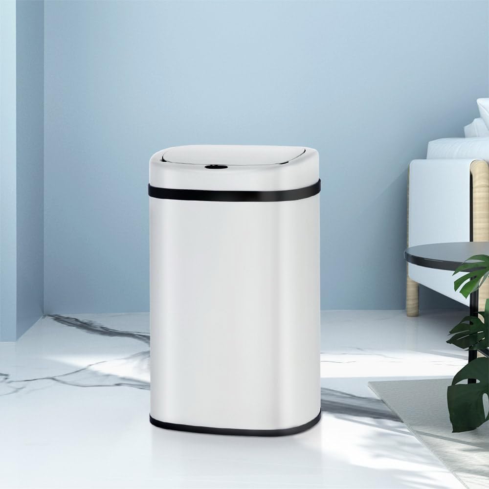 Devanti Rubbish Bin 50L Sensor Sliver Metal Body Kitchen Automatic ...