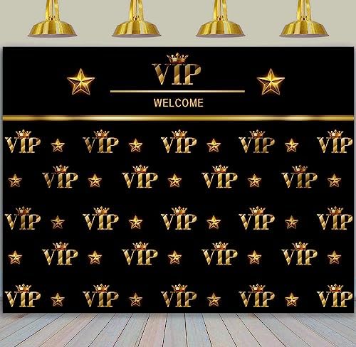 Amazon.com : BINQOO 7x5FT VIP Backdrop VIP Movie Night Party Black Gold ...