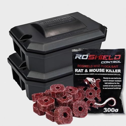 Roshield External Tamper Proof Rodent Bait Box & Wax Block Rat Poison ...