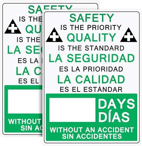 Lineshading 2 Pcs Plastic Days Without Accident Sign 20" x 14" Write a ...