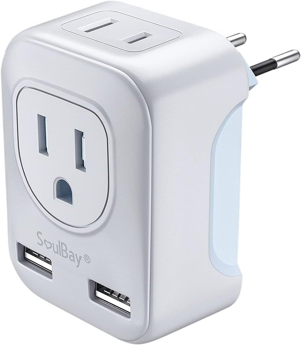 Amazon.com: SoulBay European Travel Plug Adapter, 4-in-1 US to Europe ...