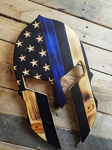 Amazon.com: Spartan Helmet, Thin Blue Line Flag, Mono Labe Flag : Home ...