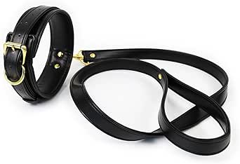 Amazon.com: SM PU Leather Collar Bondage Set with Leash Traction Chains Adjustable Restraints ...
