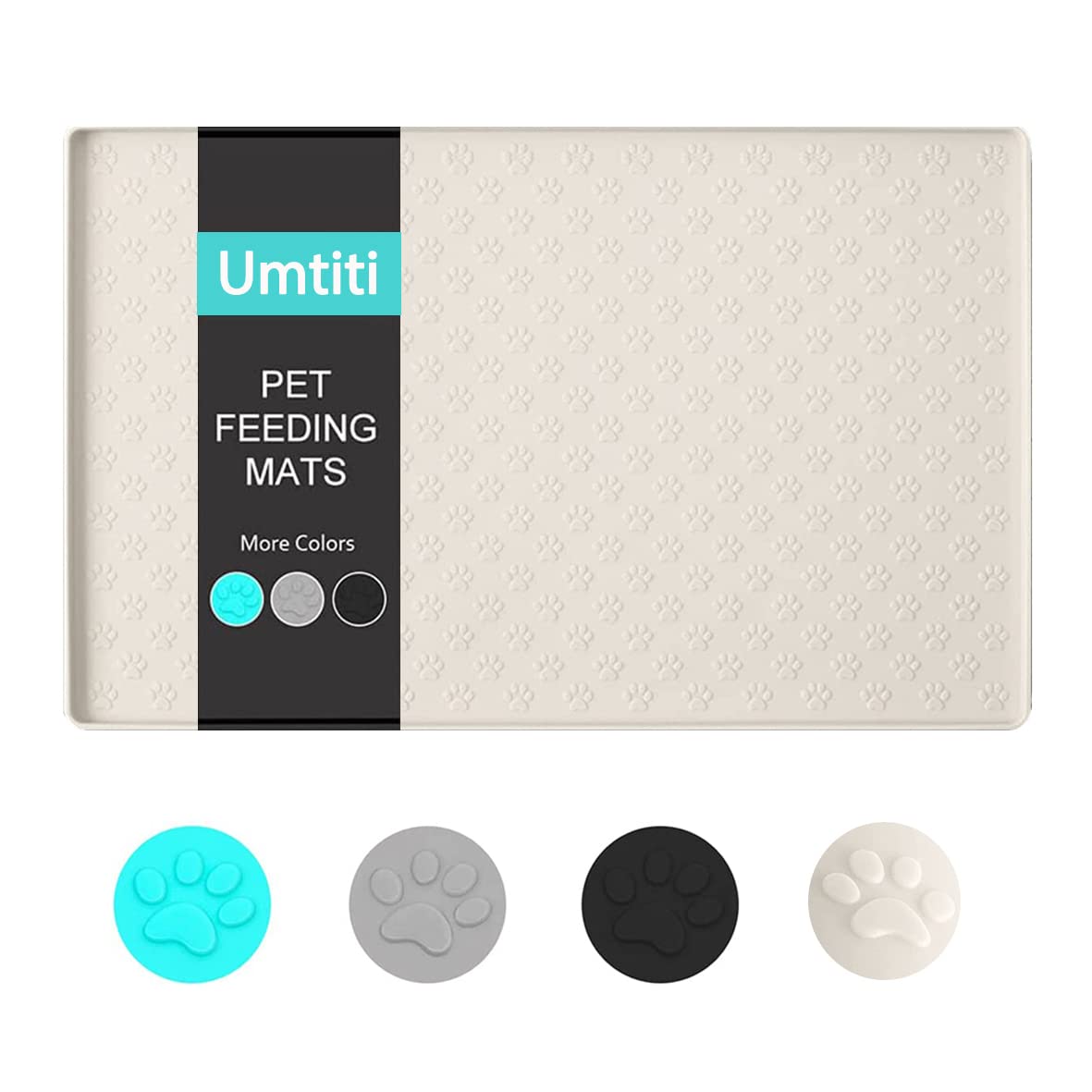 Umtiti Bowl Mat for Dogs and Cats (48 x 30 cm, Cream), Waterproof Non ...