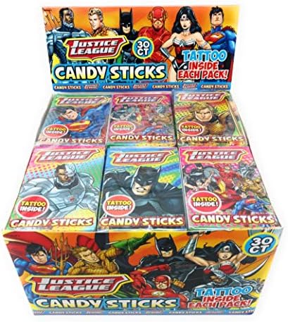 Amazon.com: Justice League Superhero Candy Sticks With Tattoo | Great ...