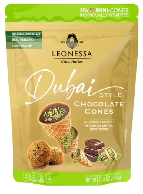 Amazon.com: Dubai Style Chocolate Cones Milk Chocolate with Pistachio ...