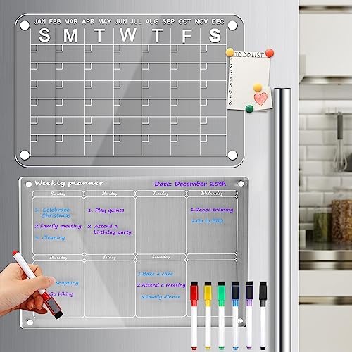 Magnetic Calendar Whiteboard Set - 17x13" Monthly White Board Planner ...