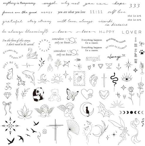 3 Sheets 100pcs Small Temporary Tattoos for Women - Semi Permanent ...