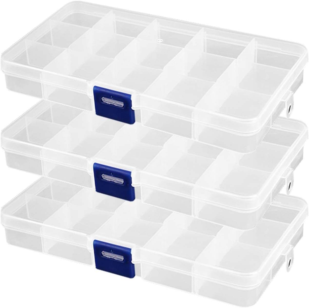 3 Pcs Small Organiser Box, 15 Grids Bead Storage Box with Compartments ...