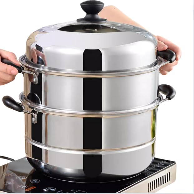 Steamer Pot for Cooking Stainless Steel Steamer Cookware 3 Tier Steamer ...