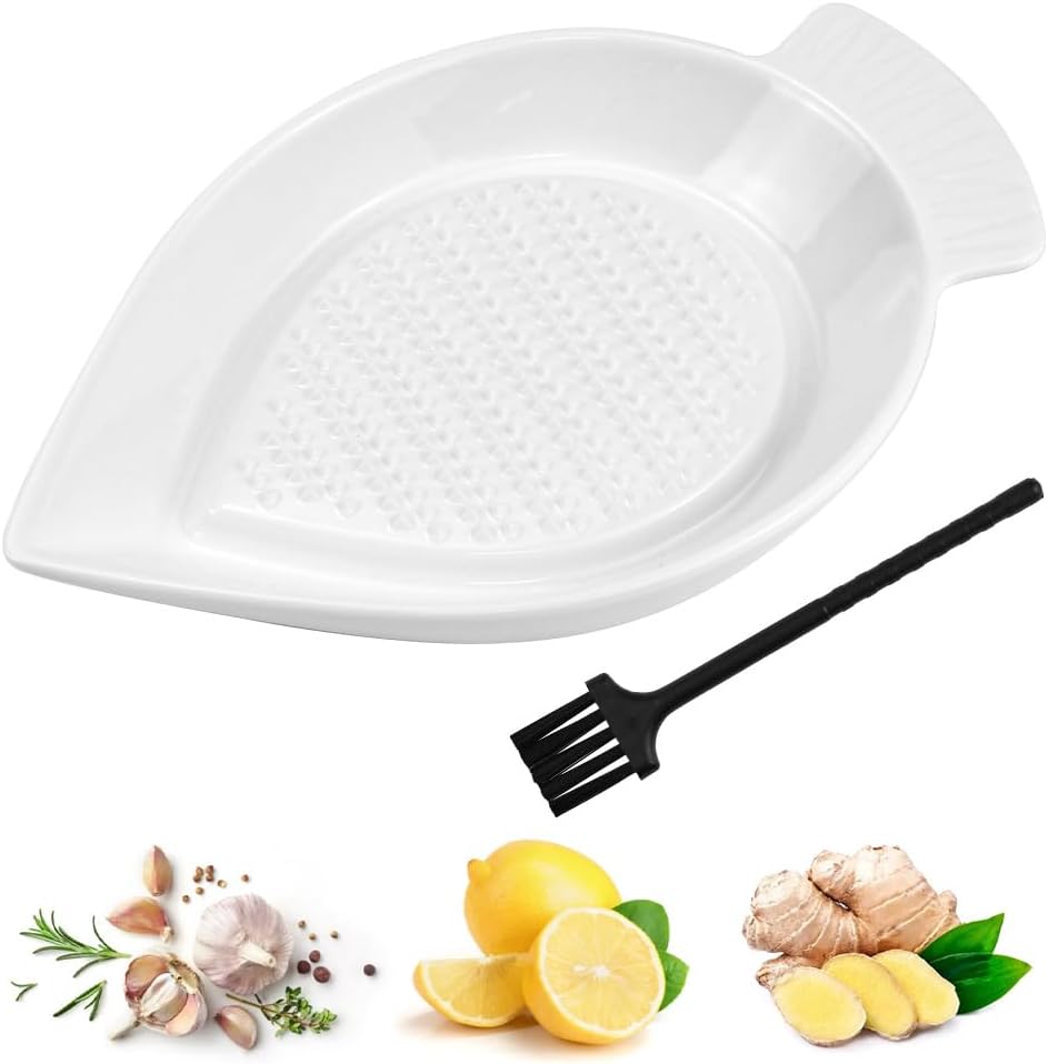 CODIRATO Ceramic Grater Plate with Mini Brush, Porcelain Grater for ...