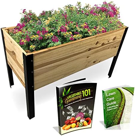 Amazon.com: 4x4 Cedar Raised Garden Bed Kit – Elevated Ground Planter ...