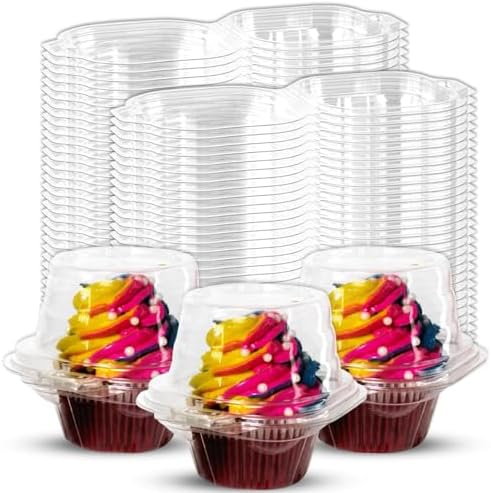 Amazon.com: MAQ's 100 Pcs Individual Cupcake Containers - Plastic ...