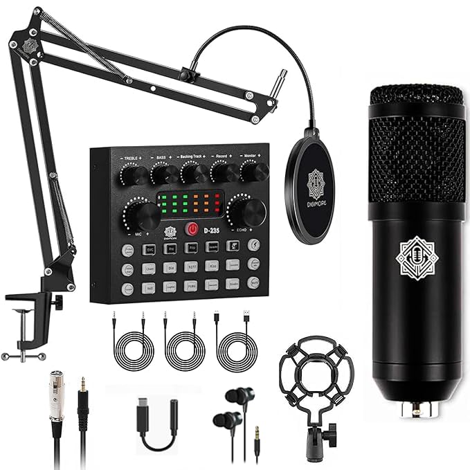 DIGIMORE Condenser Mic for Singing with V8 Sound Card | Condenser ...
